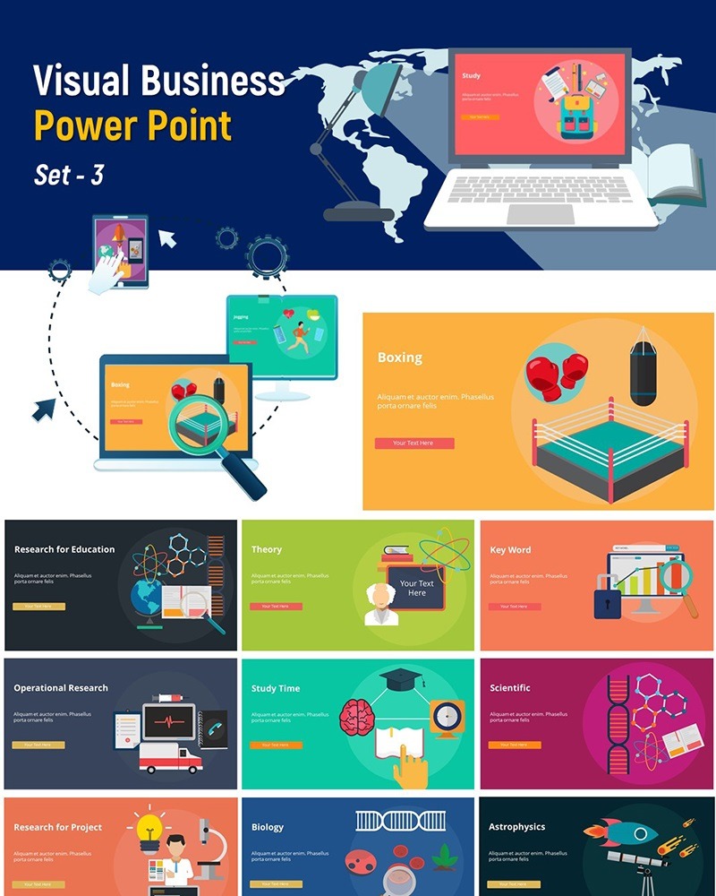 Visual Business Set 3 PowerPoint template - TemplateMonster
