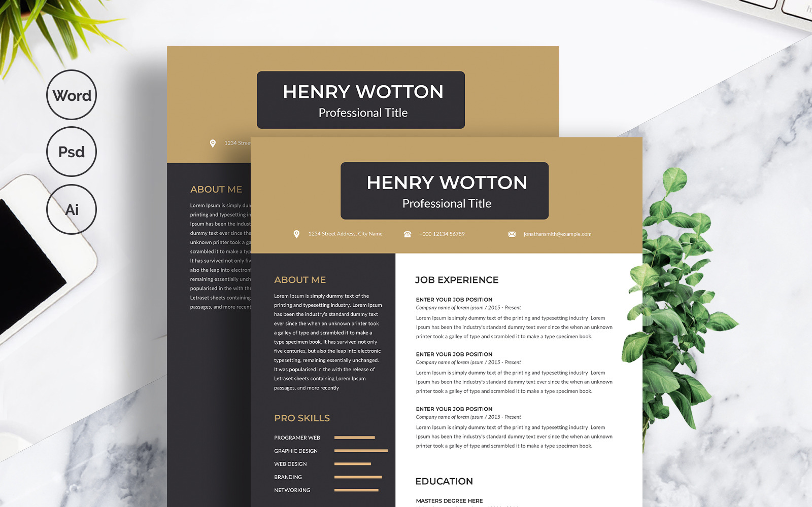 Henry Wotton Resume Template #74535 - TemplateMonster