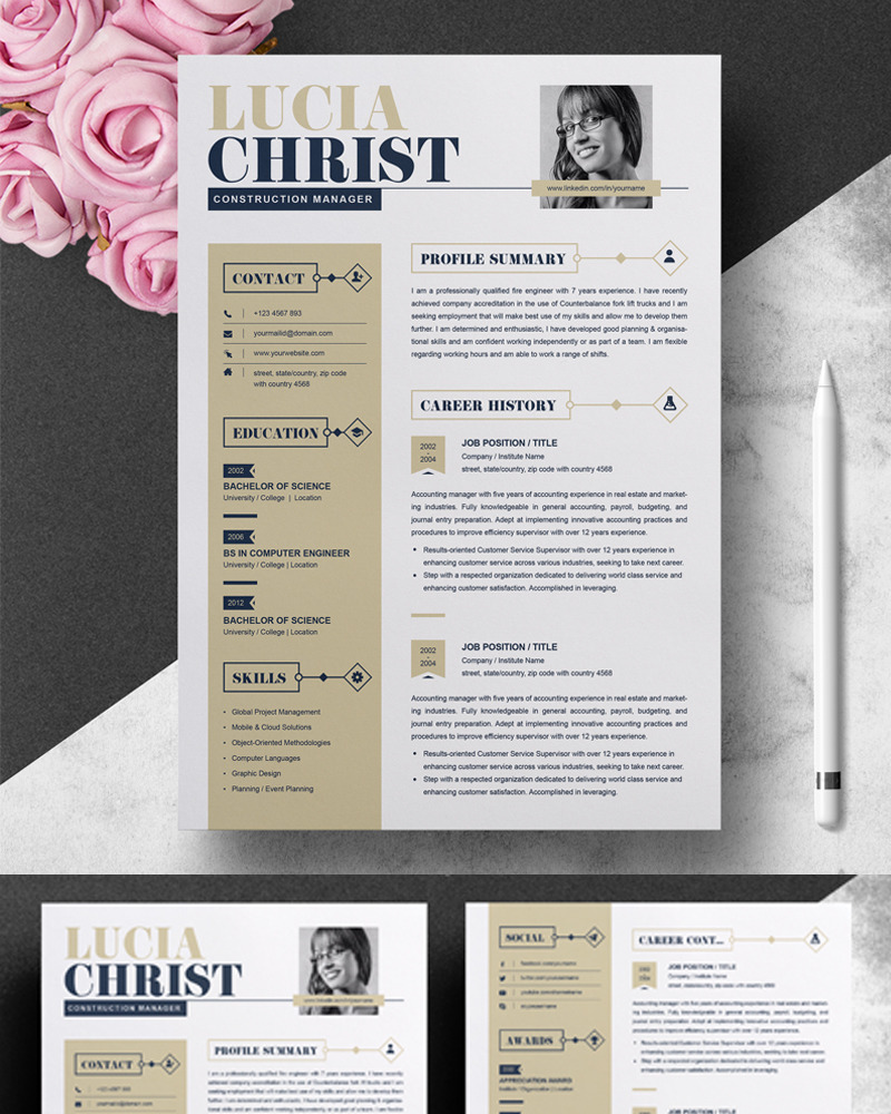 Lucia Resume Template #74561 - TemplateMonster
