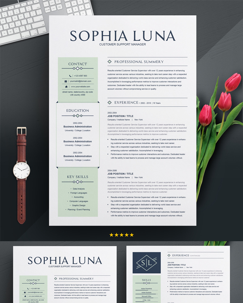 Sophia Luna Resume Template #74528 - TemplateMonster