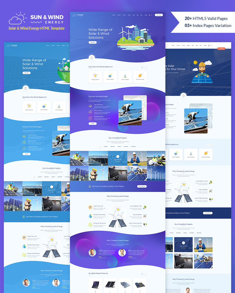 Sun and Wind Energy HTML Template Website Template
