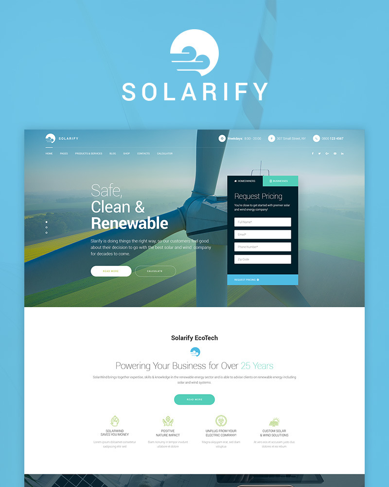 Solar Wind Green Renewable Energy Website Template