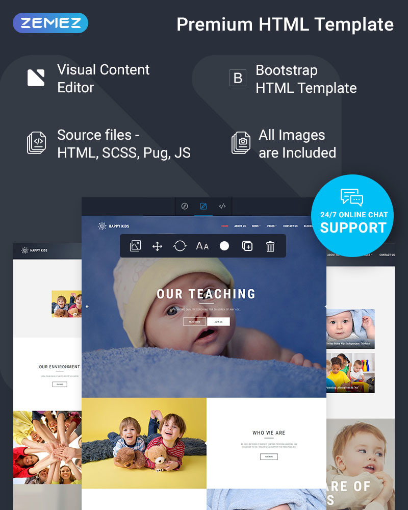 Happy Kids - Nursery Ready-to-Use Website Template