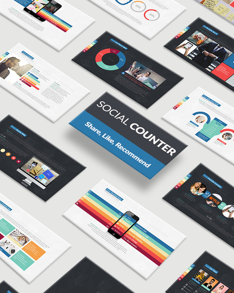 Social Counter PowerPoint template #74921 - TemplateMonster