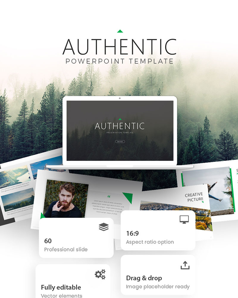 Authentic - PowerPoint template #75174 - TemplateMonster