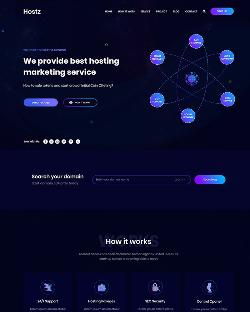 Hostz - Hosting HTML5 Landing Page Template - TemplateMonster