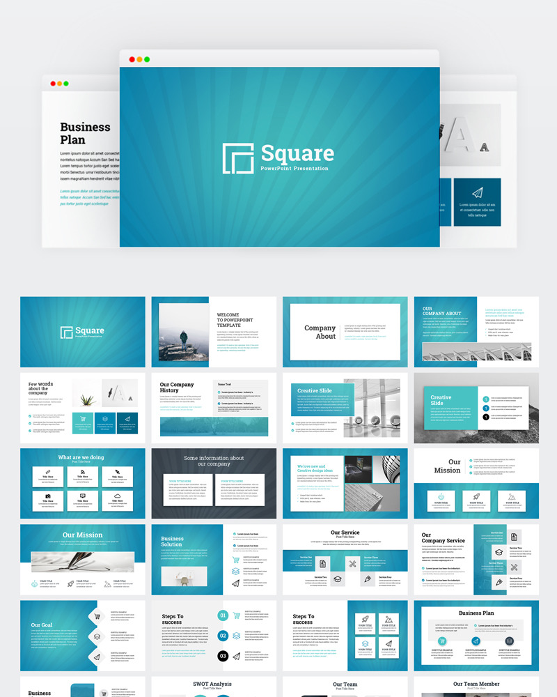 Square - Creative Modern Business Plan PowerPoint template