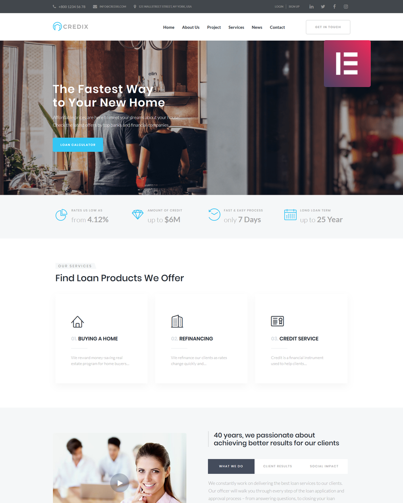 Credix - Finance Multipurpose Minimal WordPress Elementor Theme