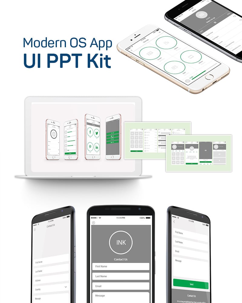 Modern OS App UI PPT Kit PowerPoint template
