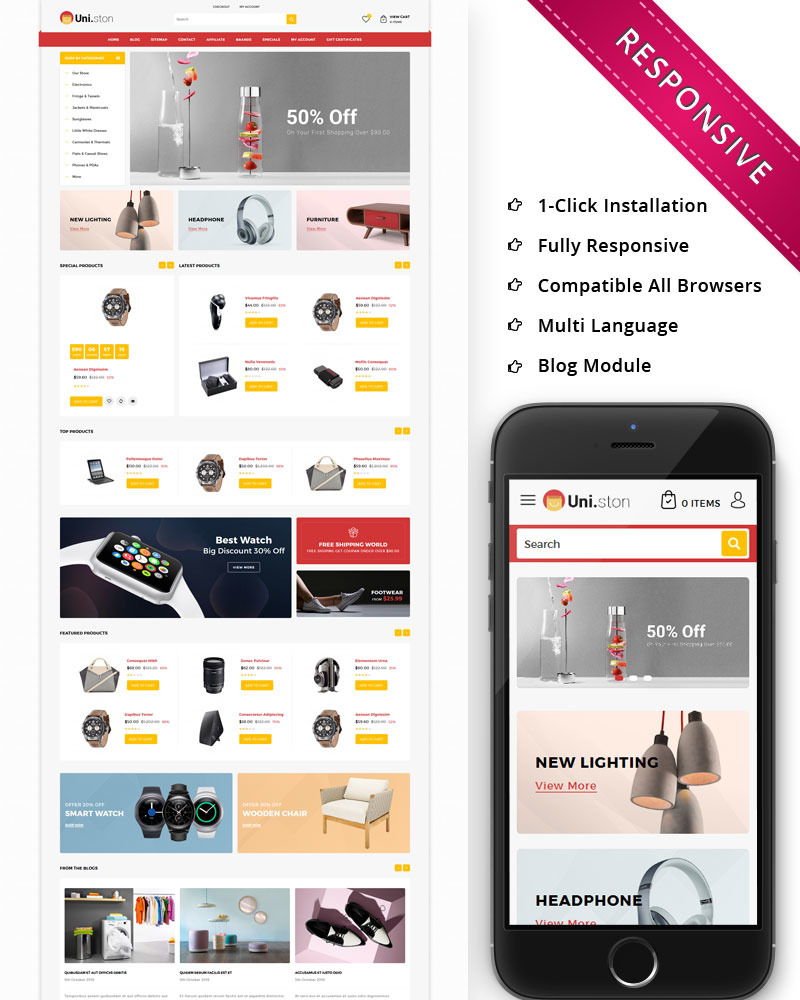 Unistone Mega Store - Responsive OpenCart Template