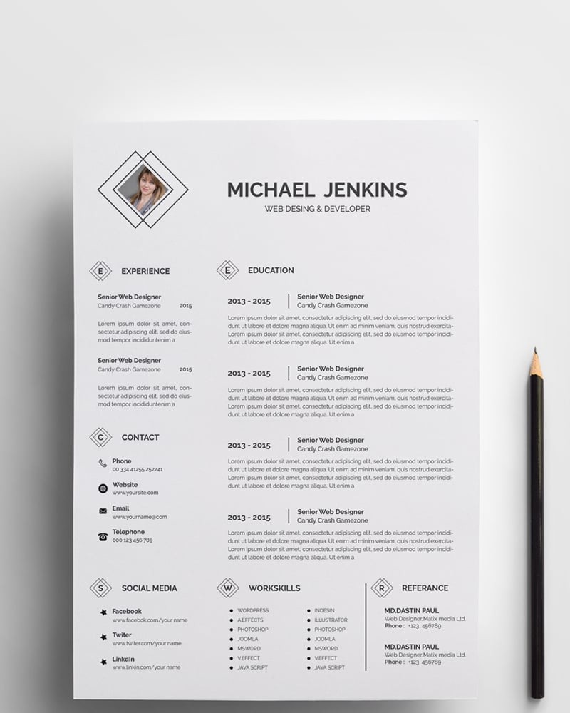 Free Classic Resume Template #75589 - TemplateMonster