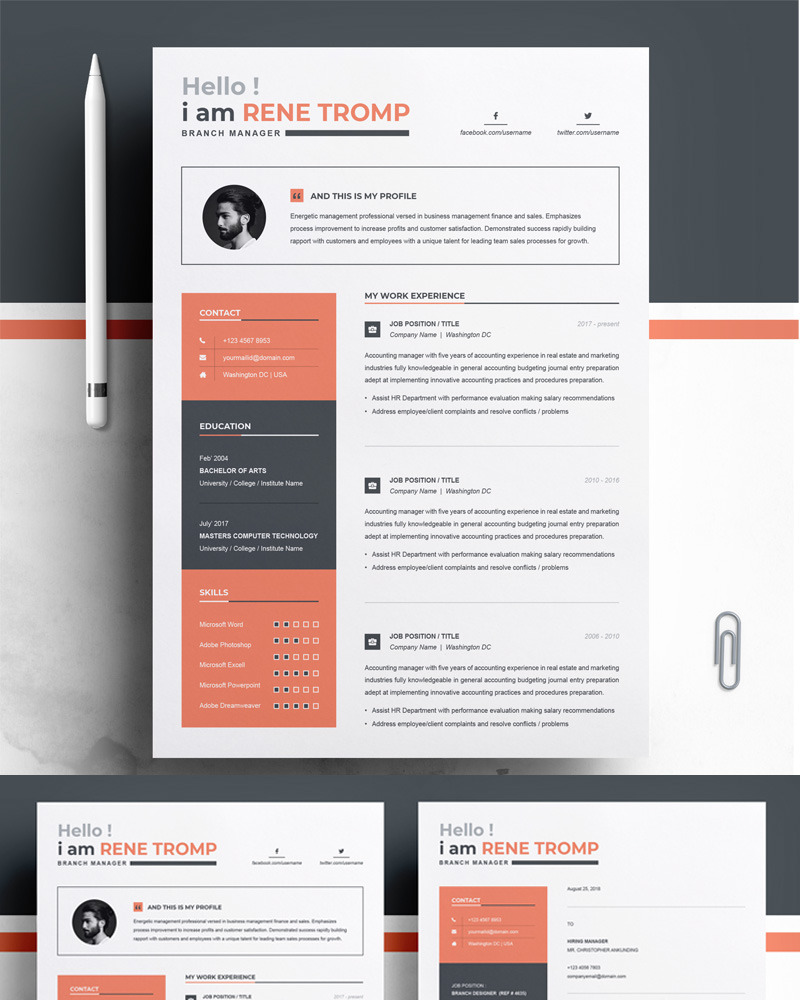 Rene Tromp Resume Template #75557 - TemplateMonster