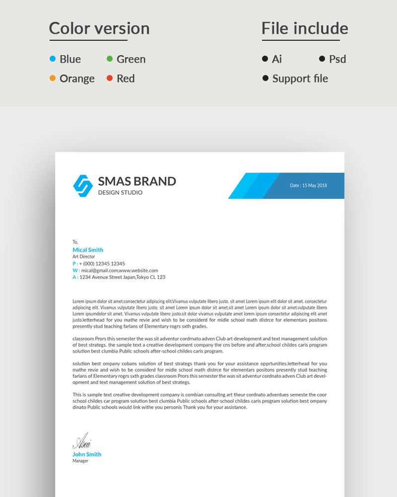 Smas Brand Two Design Letterhead - Corporate Identity Template