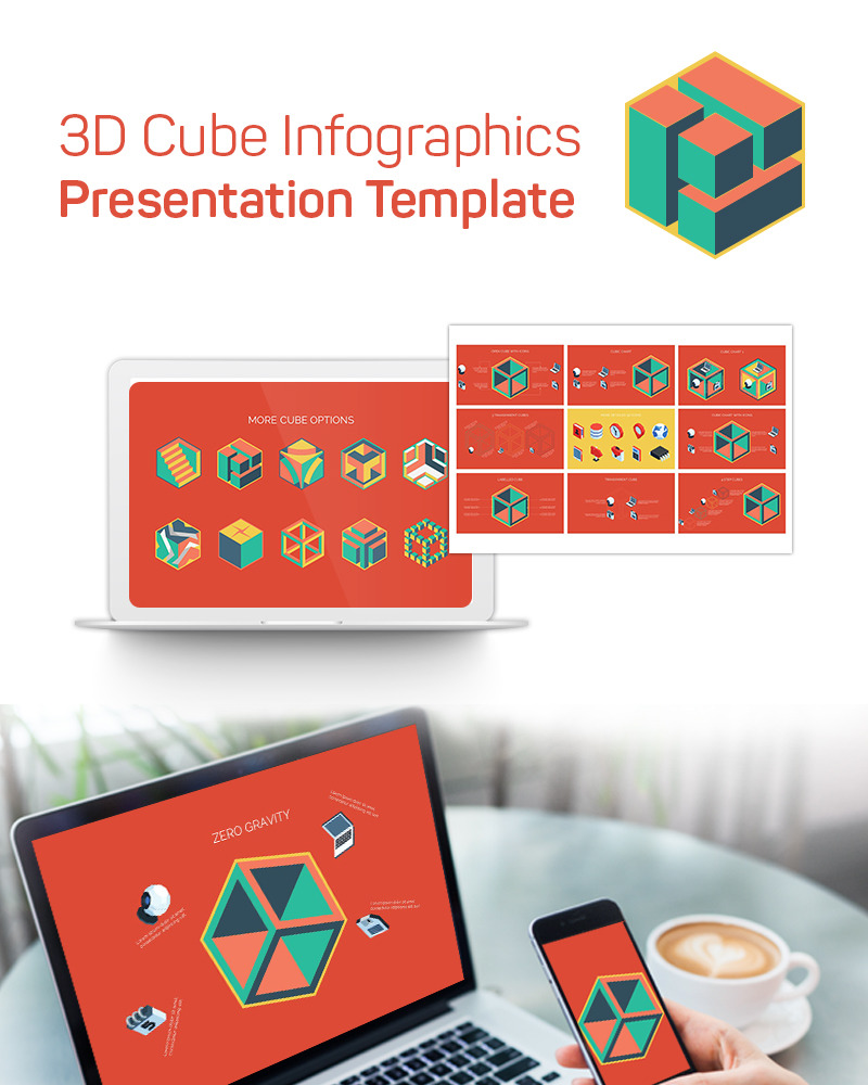 3D Cube Infographics vol.2 PowerPoint template
