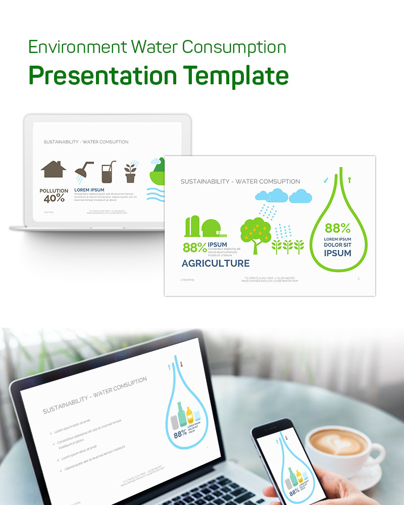 Plantilla de PowerPoint - consumo de agua ambiental