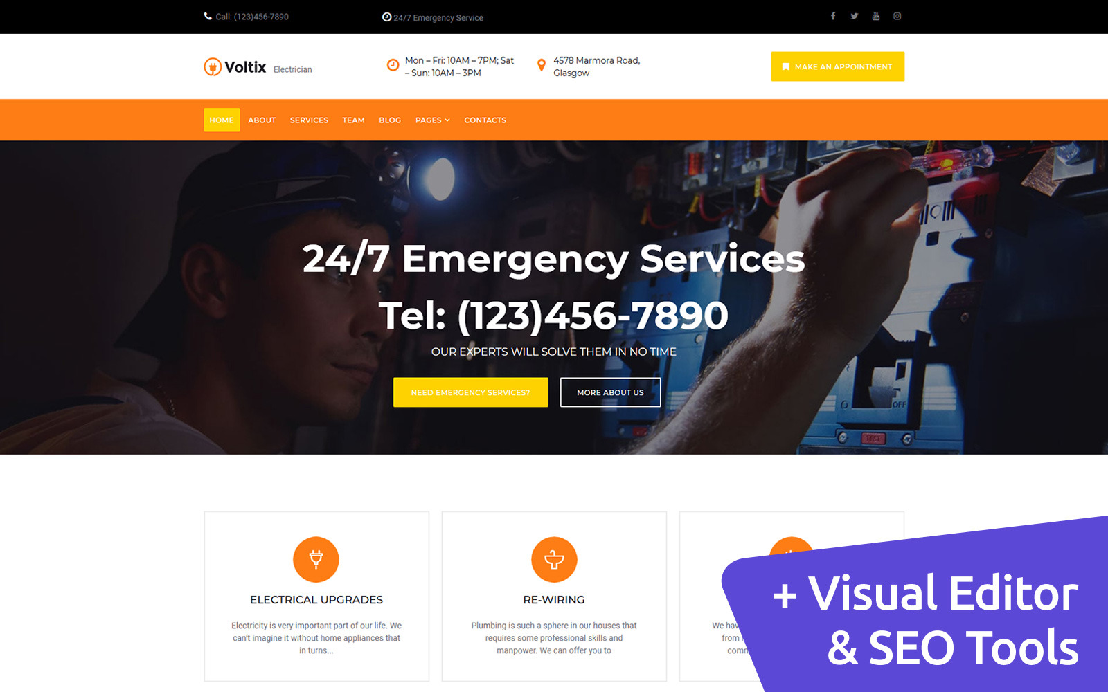 Voltix - Electrical Services Moto CMS 3 Template