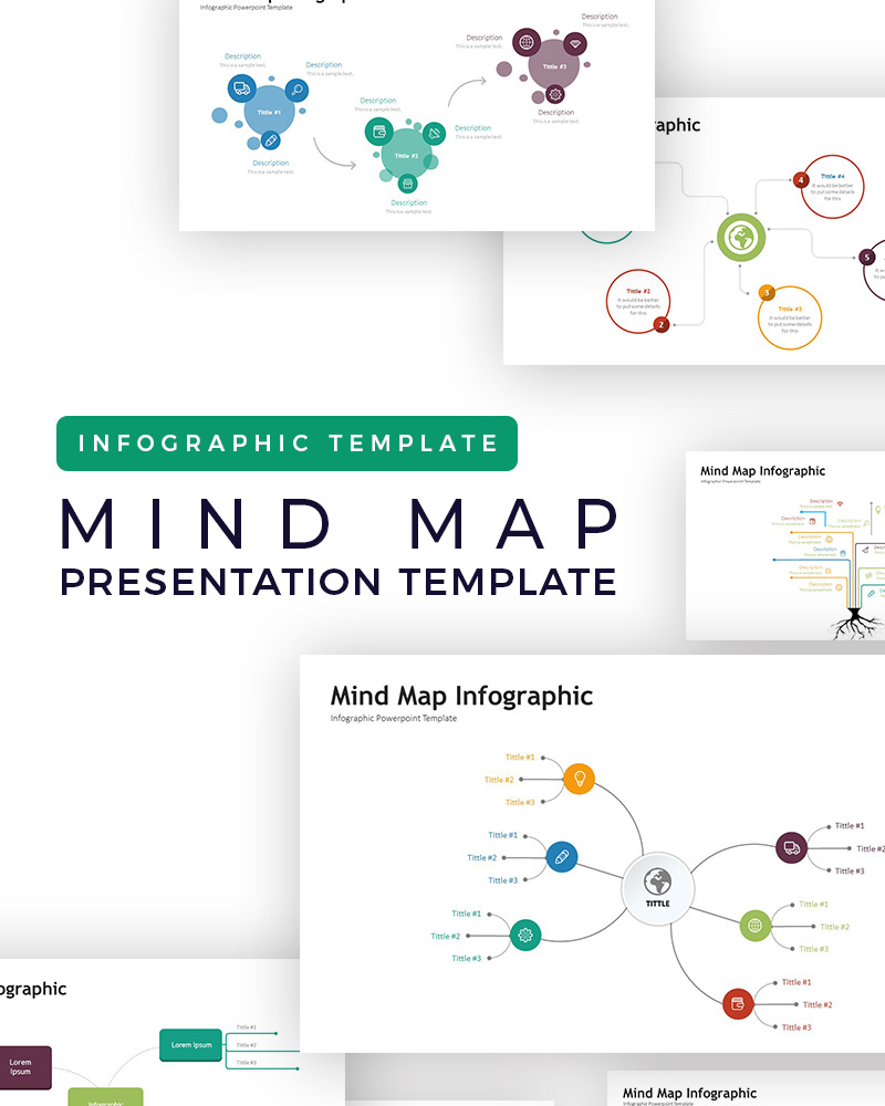 Apresentação de mapa mental - modelo de infográfico PowerPoint