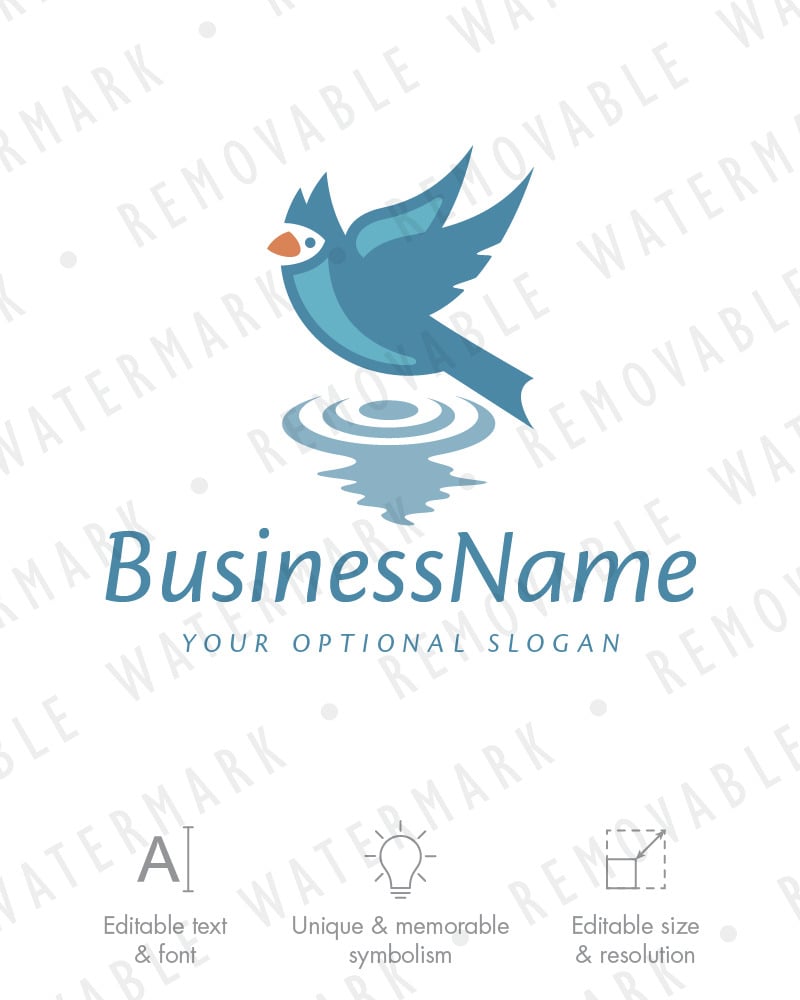 Bird Above Water Logo Template #75848 - TemplateMonster