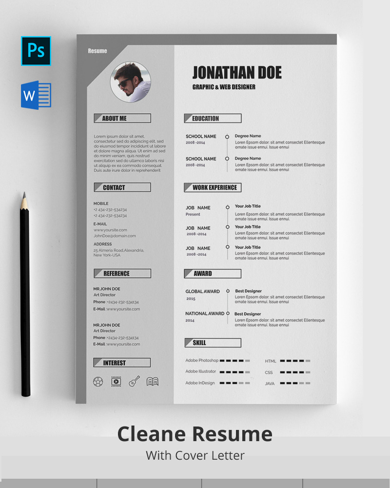 Jonathan Doe CV Resume Template #76175 - TemplateMonster