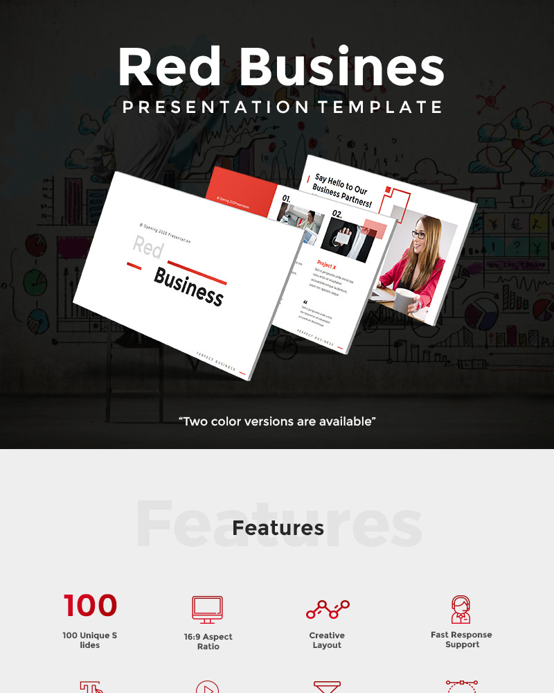 Red Business 2020 PowerPoint template - TemplateMonster