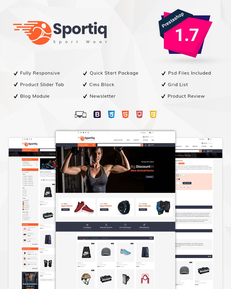 Sportiq Sports Store PrestaShop Theme - TemplateMonster