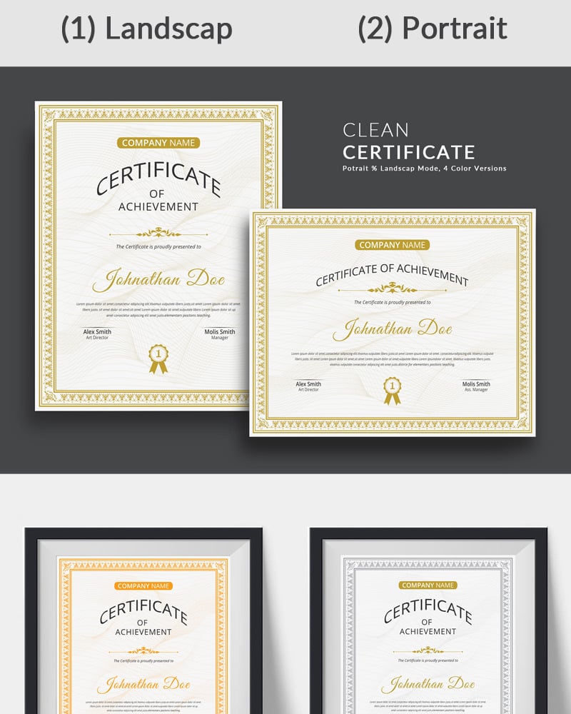 Clean Certificate Template #76463 - TemplateMonster