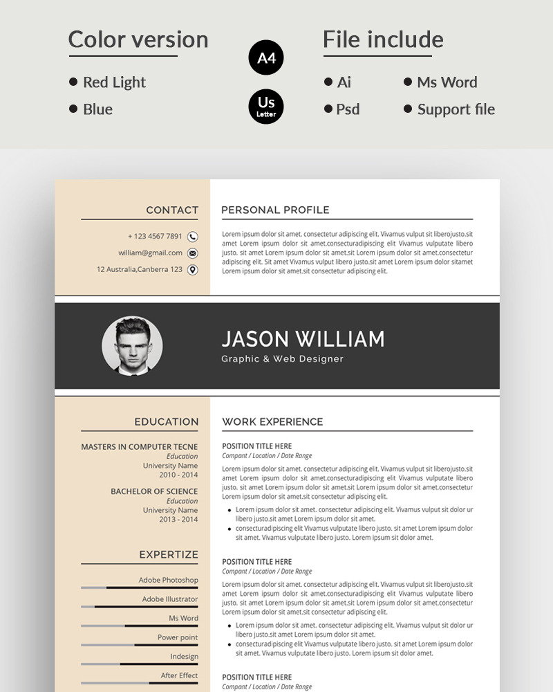 Jason William Modern Resume Template - TemplateMonster