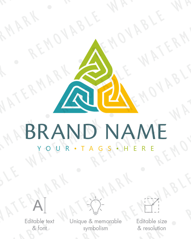 Abstract Chained Triangle Logo Template - TemplateMonster