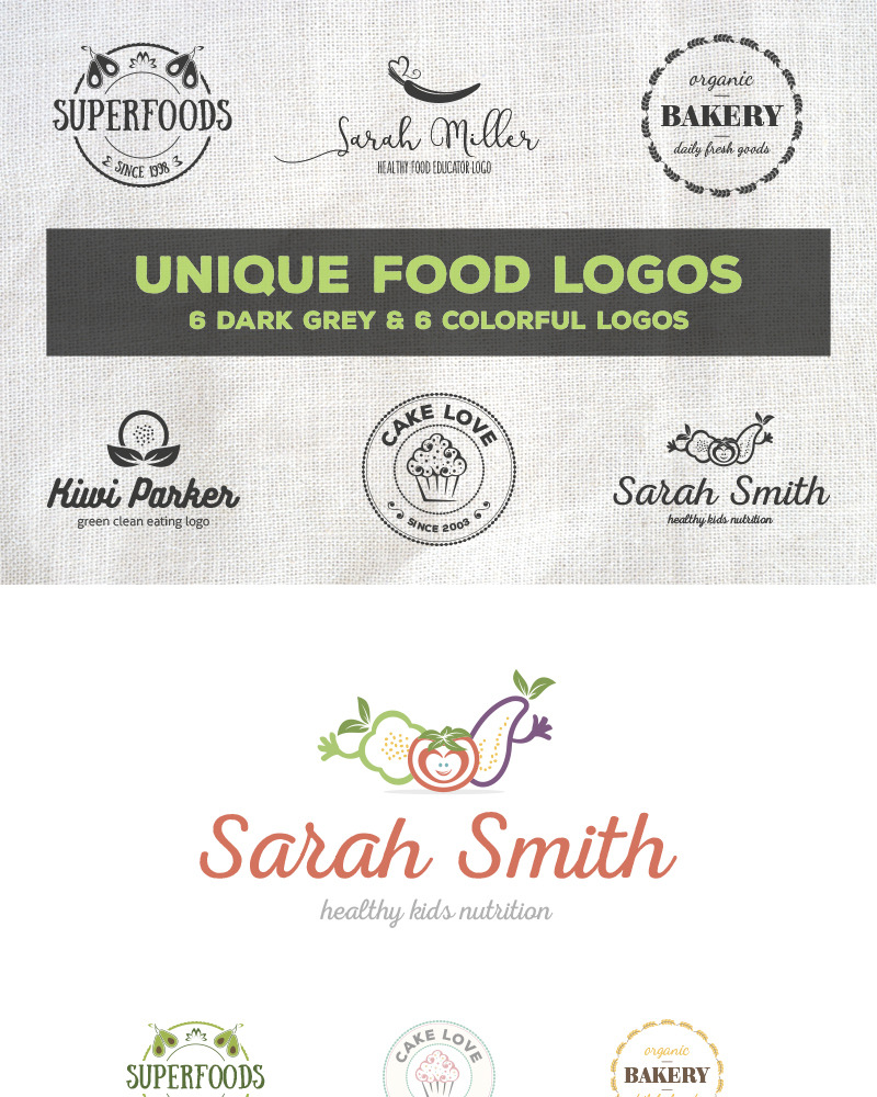 Unique Food Logos - Bundle Logo Template - TemplateMonster