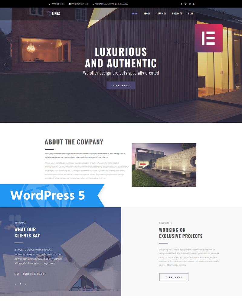 Linez - Architecture Services Multipurpose Modern WordPress Elementor Theme