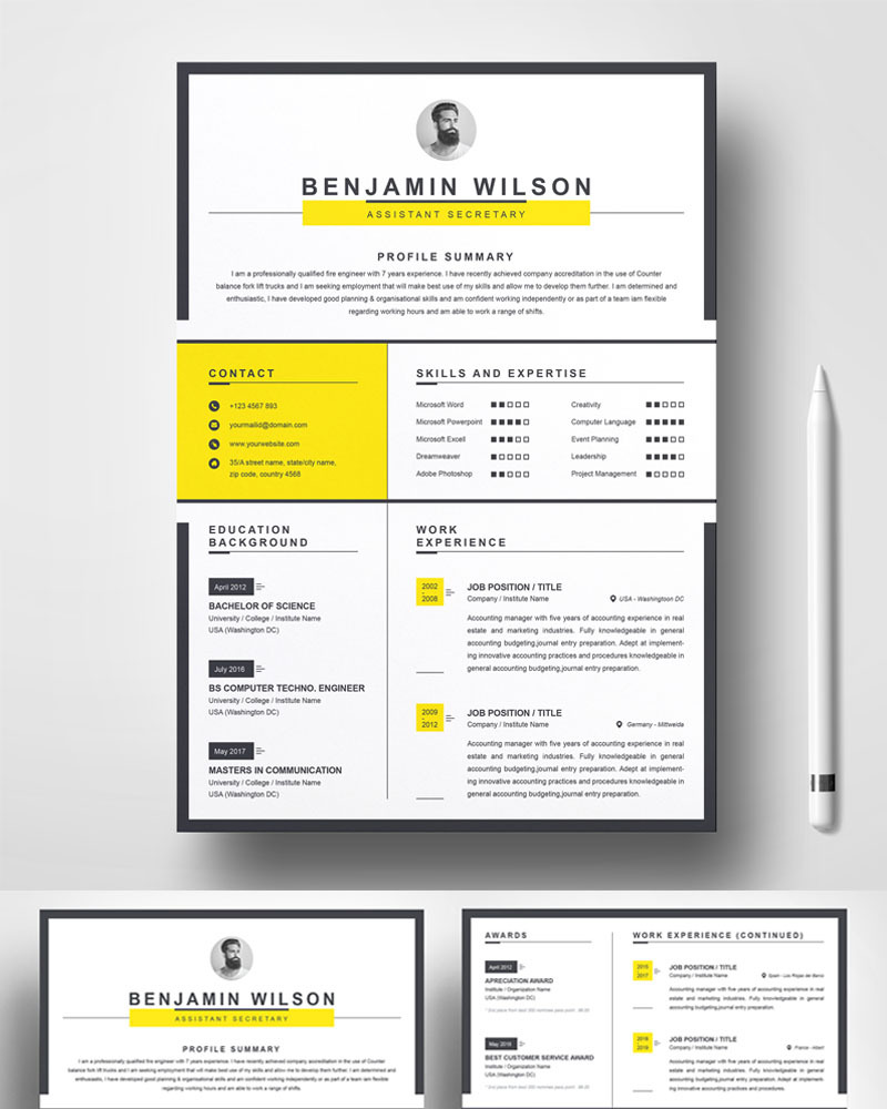 Benjamin Wilson Resume Template #76932 - TemplateMonster