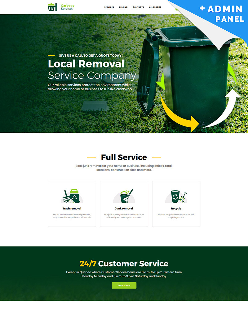 Garbage Services Landing Page Template - TemplateMonster