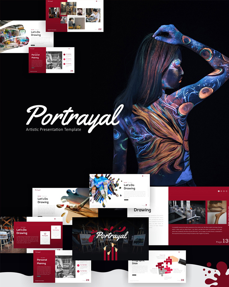 Retrato - Modelo artístico de PowerPoint - TemplateMonster