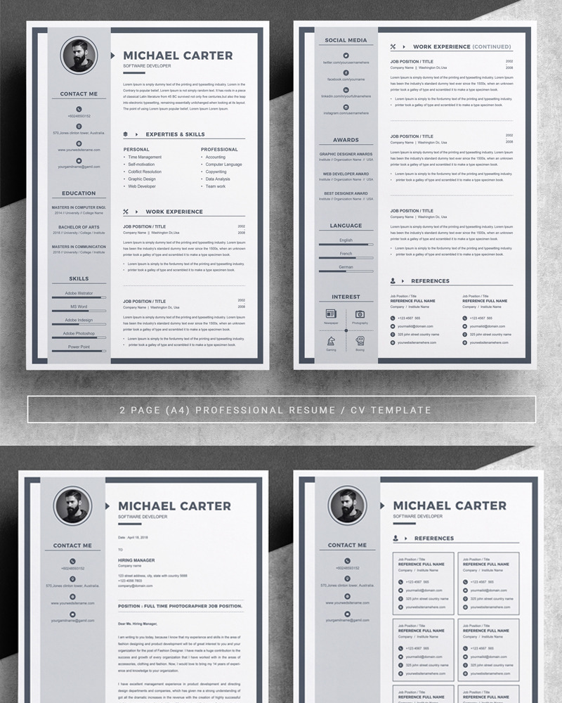 Michael Carter Resume Template #77720 - TemplateMonster