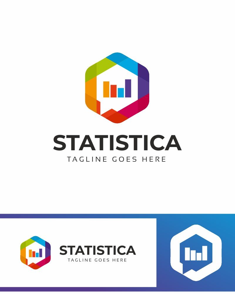 Statistics Hexagon Colorful Logo Template - TemplateMonster