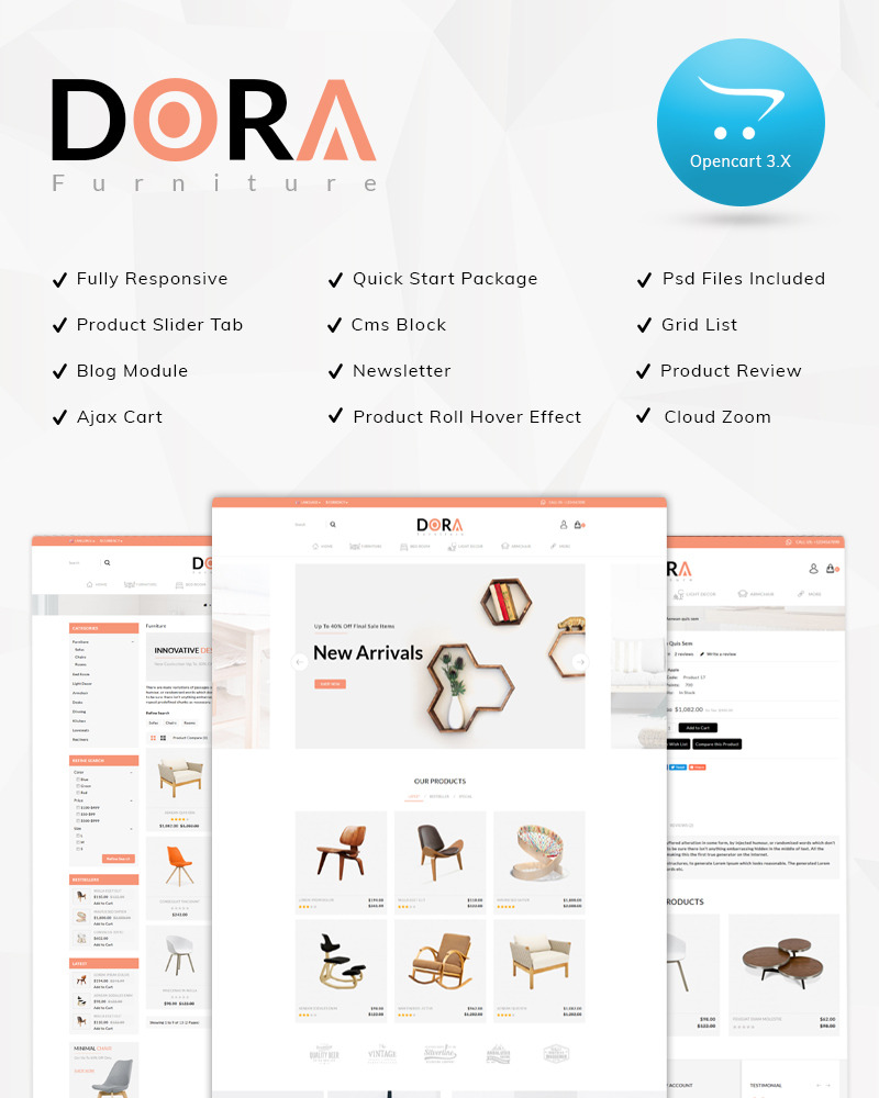 Dora Furniture Shop OpenCart Template - TemplateMonster