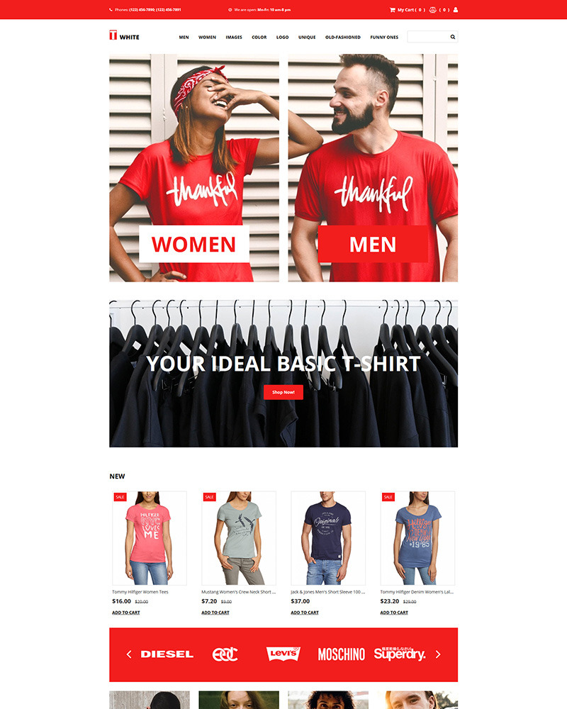 Twhite - T-Shirt Store MotoCMS Ecommerce Template