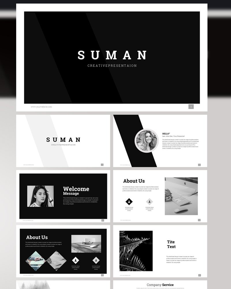 Suman - Minimal PowerPoint template #78179 - TemplateMonster