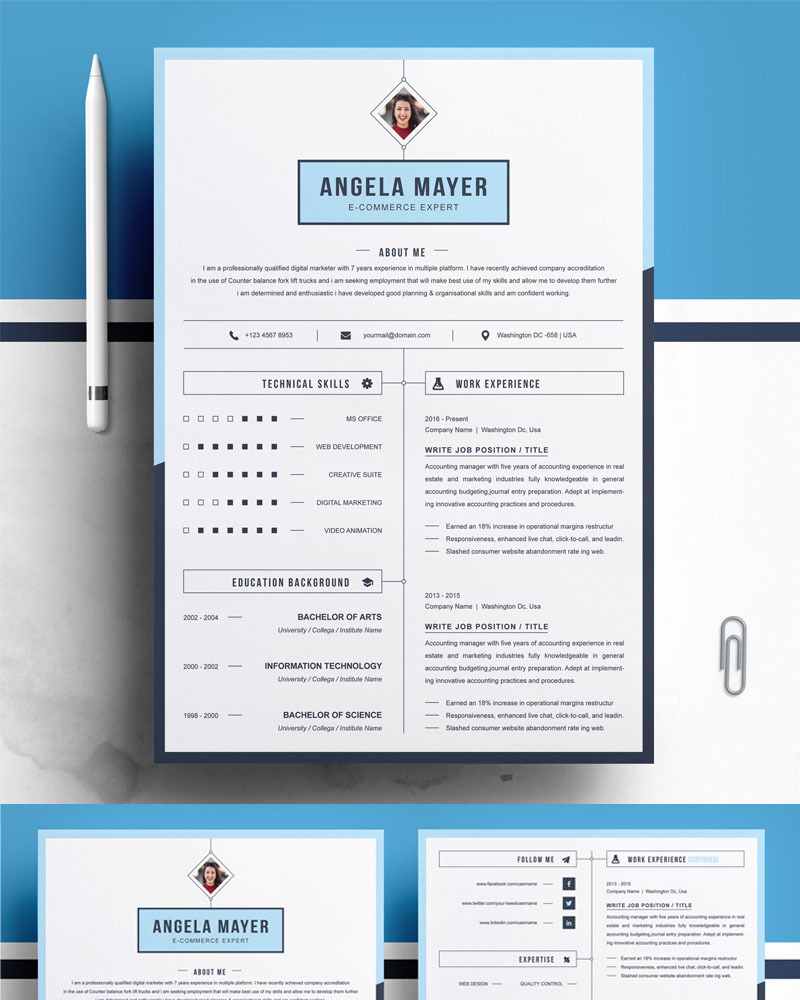 Angela Mayer Resume Template #78202 - TemplateMonster