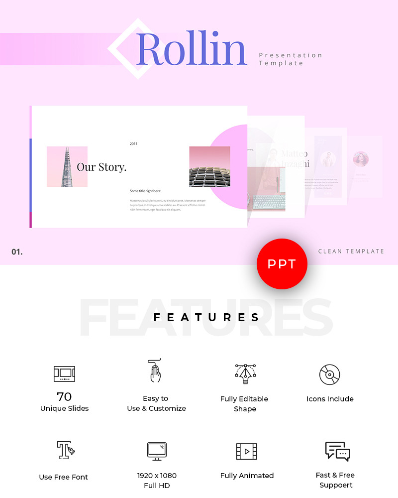 Rollin PowerPoint template #78380 - TemplateMonster