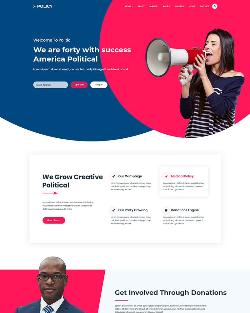 Policy - Political PSD Template #78494 - TemplateMonster
