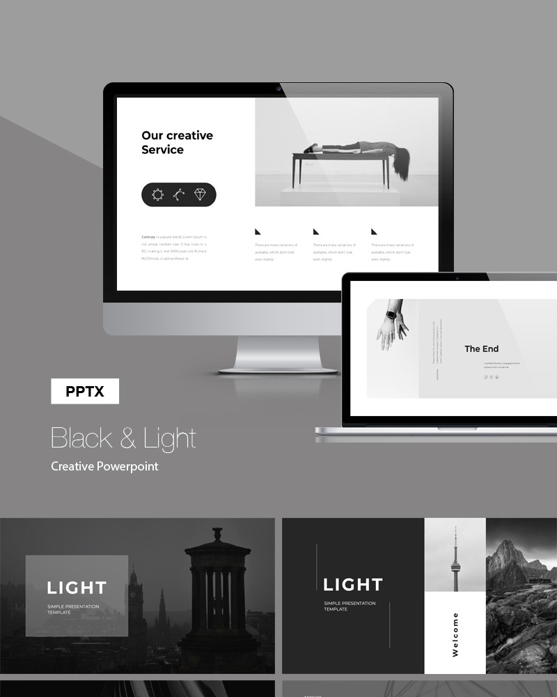 Black & Light PowerPoint template #78503 - TemplateMonster
