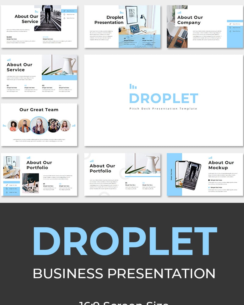 Droplet Pitch Deck PowerPoint template - TemplateMonster