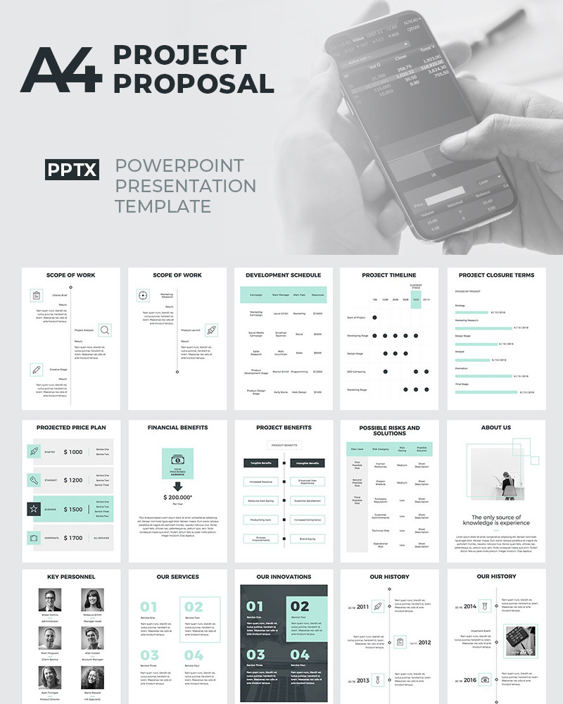 A4 Project Proposal PowerPoint template - TemplateMonster