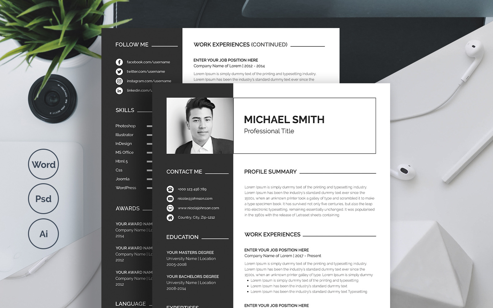 Michael Smith Resume Template #78794 - TemplateMonster