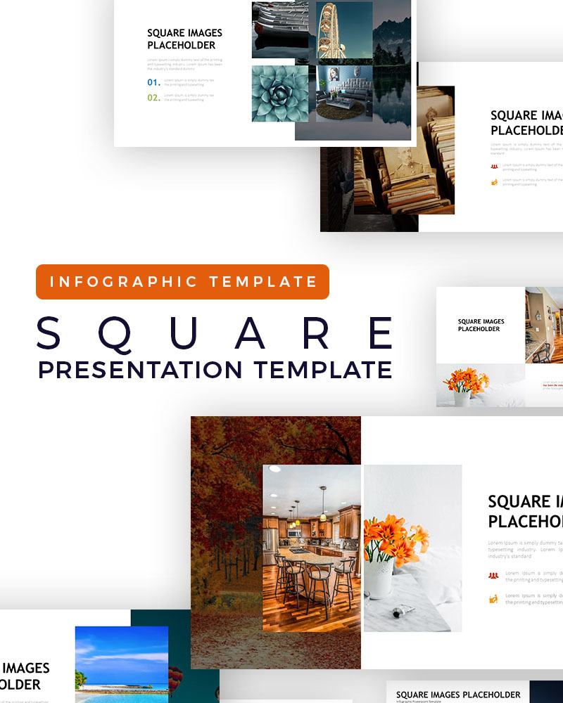 Square Placeholder Presentation - Infographic PowerPoint template