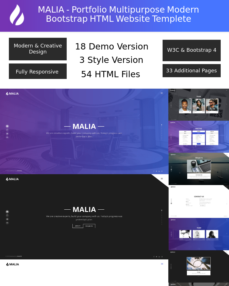 Malia - Portfolio Multipurpose Modern Bootstrap Landing Page Template