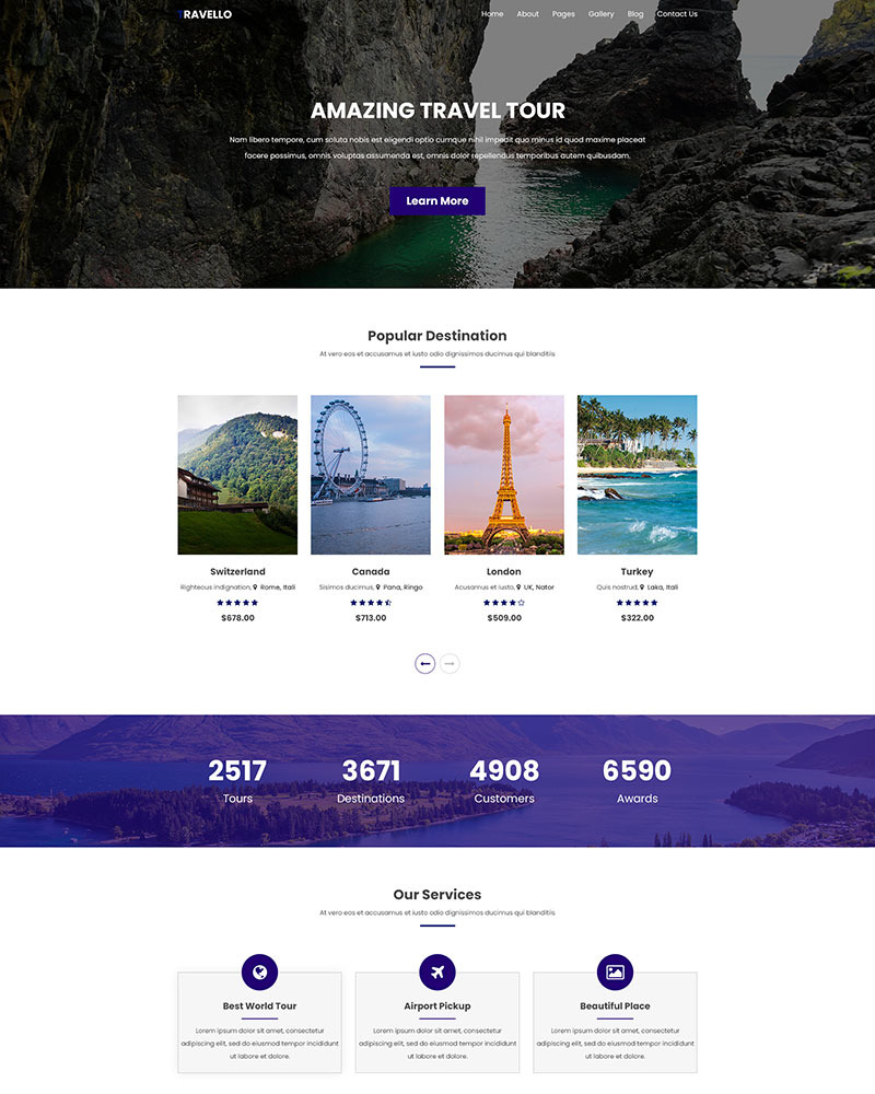 Travello | Amazing Travel and Tours PSD Template