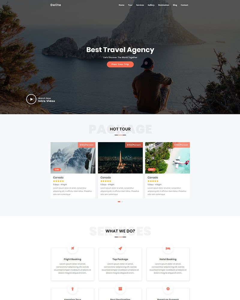 Delite - Travel Agency HTML Landing Page Template