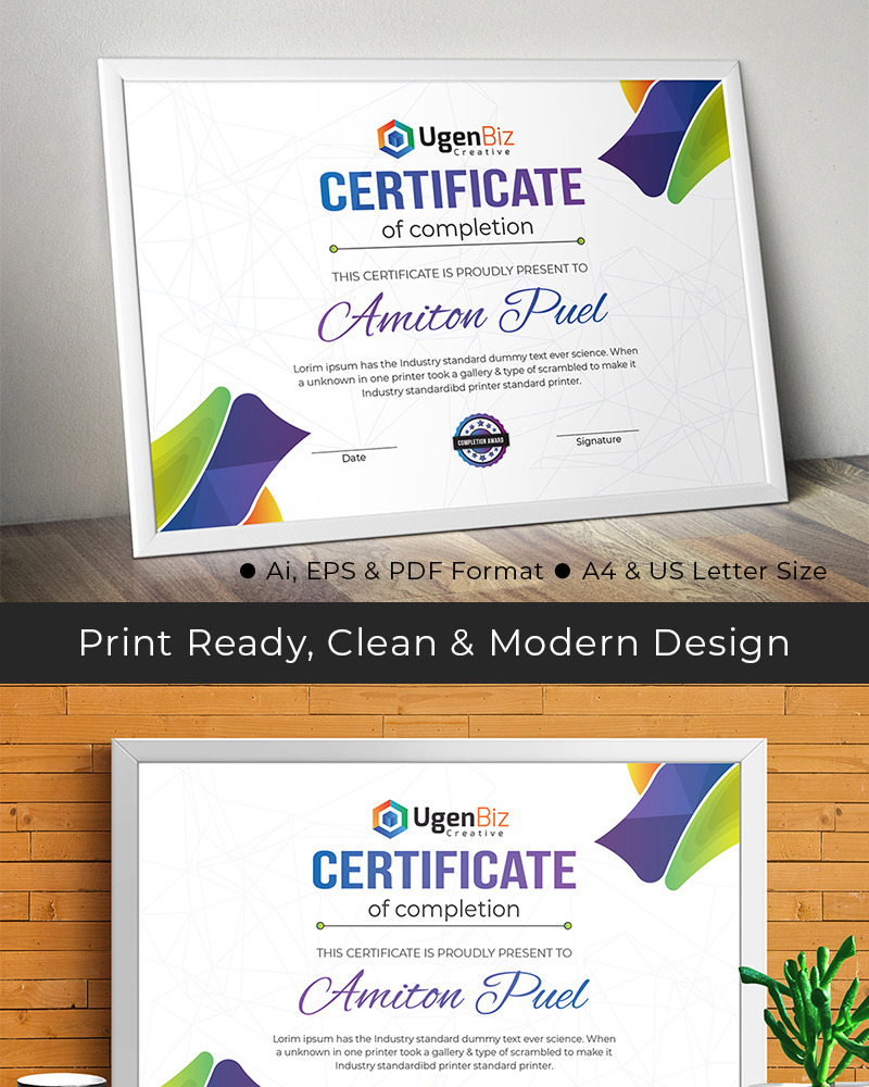 Rainbow Completion Certificate Template - TemplateMonster